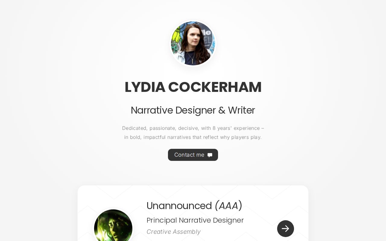 Lydia Cockerham - Narrative Designer & Writer